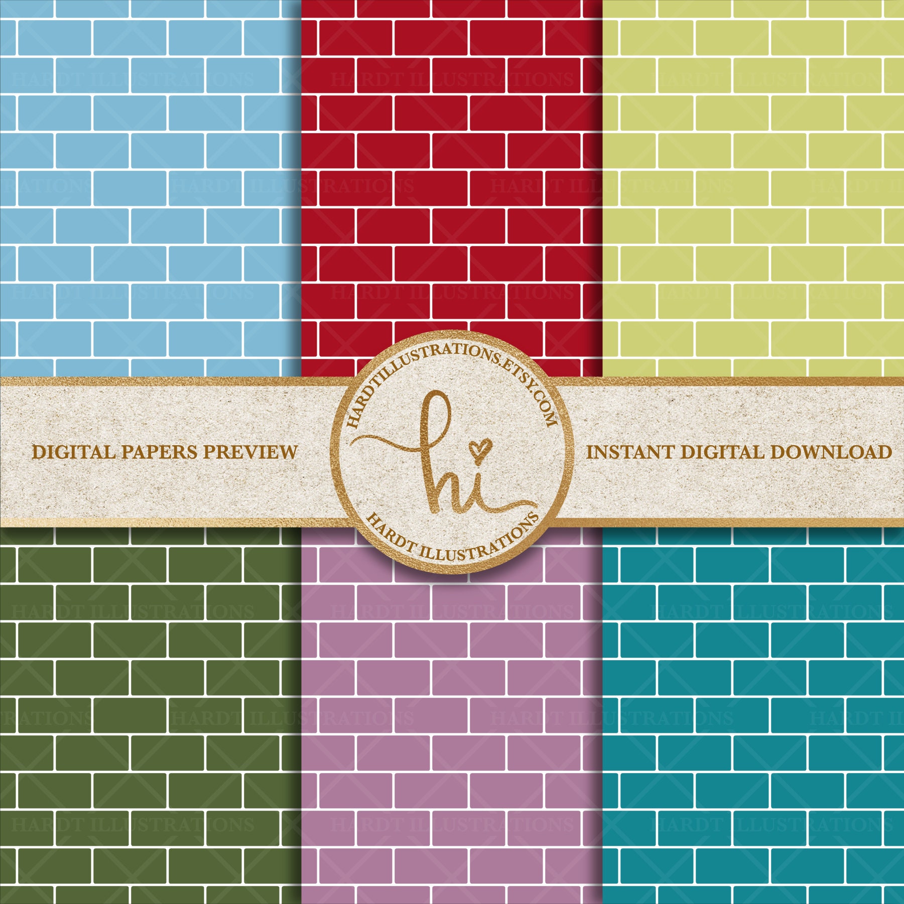 Colorful Subway Tile Digital Paper Floor Tile Textures | Etsy