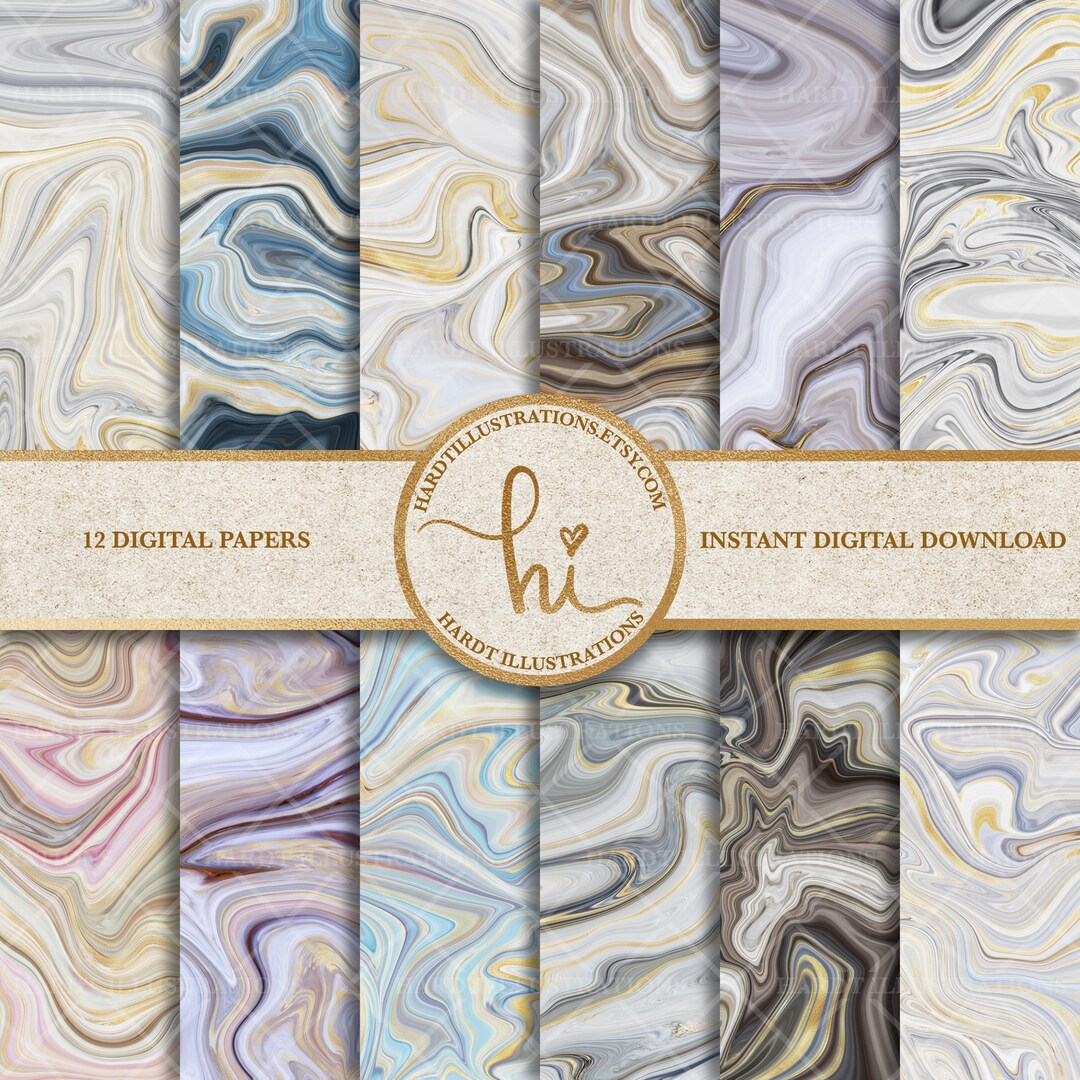 Light Neutral Swirls Digital Paper, Marble Digital Paper, Marble Gold ...
