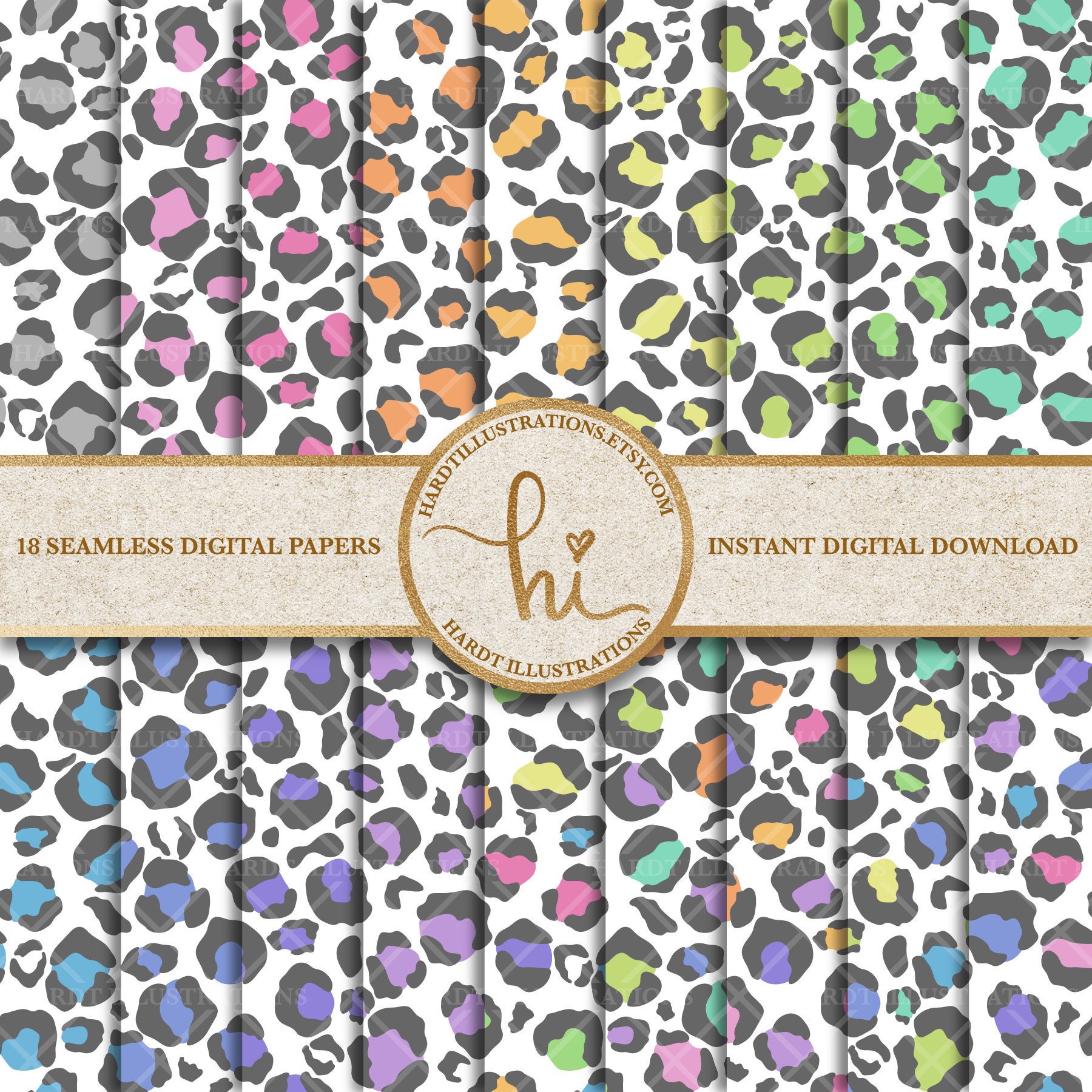 Leopard Print Digital Paper Pastel Rainbow Spots Tropical - Etsy