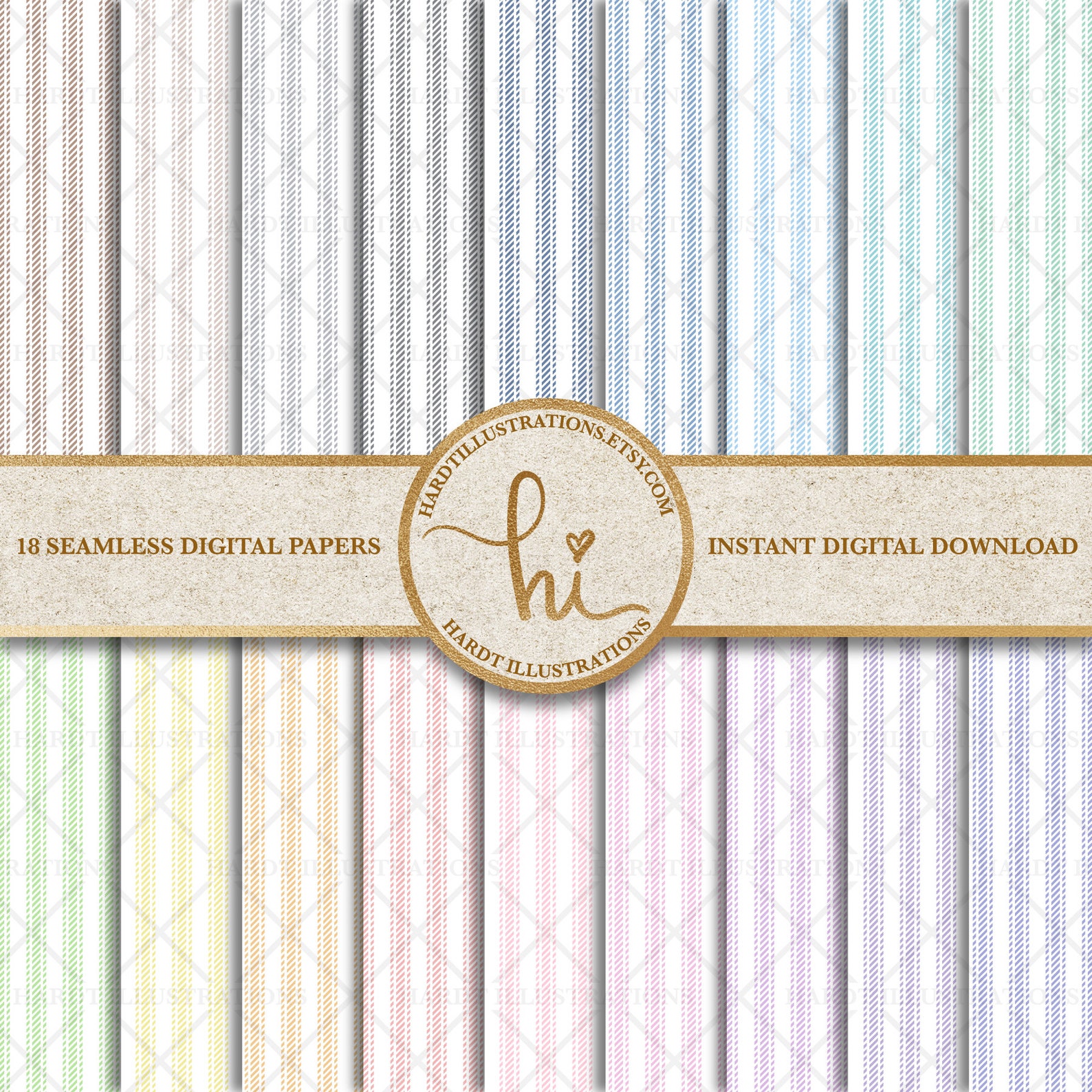 Ticking Stripes Digital Paper Ticking Fabric Digital Paper | Etsy