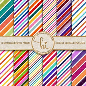 Summer Stripe Digital Paper, Bright Candy Stripes Design, Colorful ...