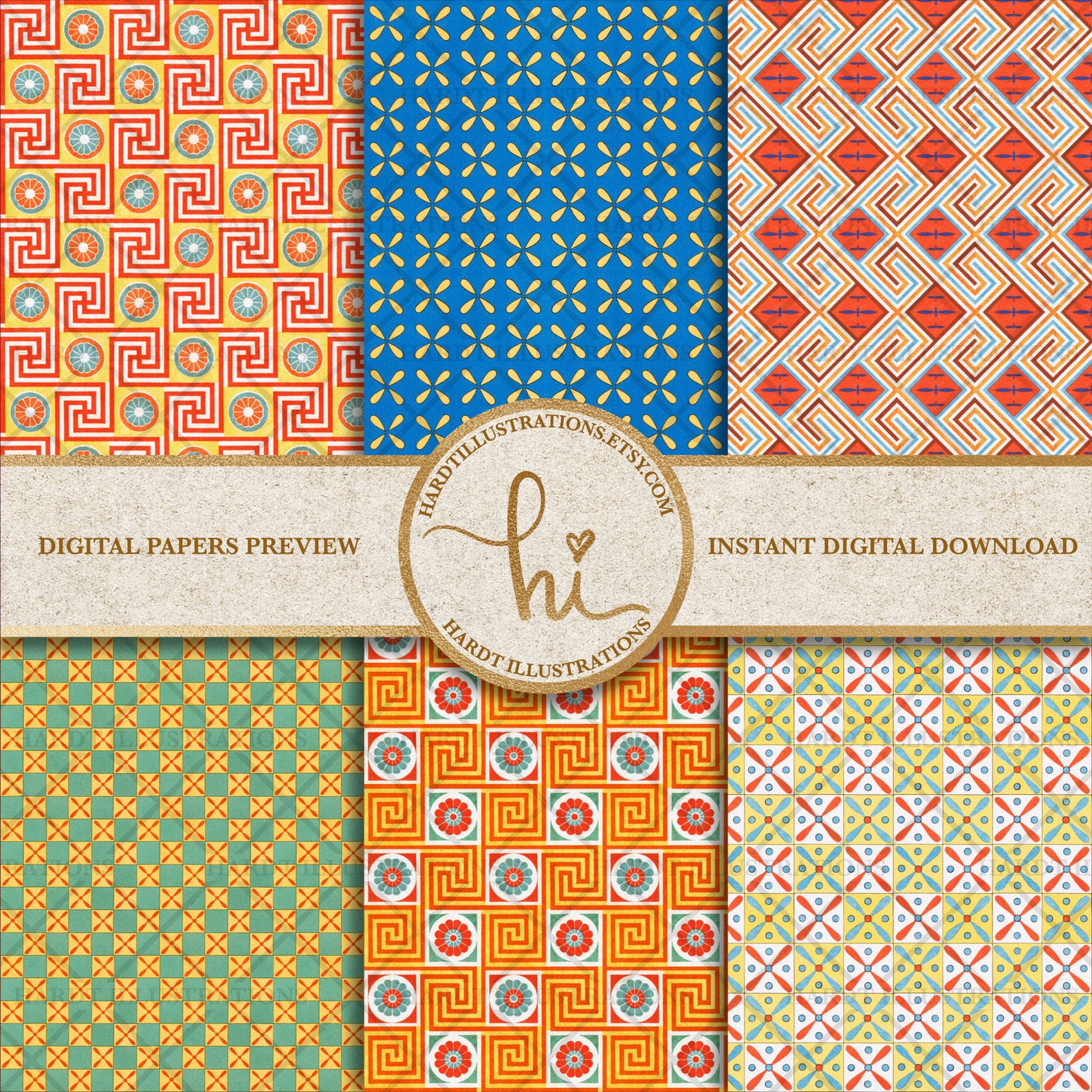Ancient Egypt Digital Paper Set 1 Antique Egyptian Designs | Etsy