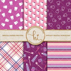 Pink Dental Digital Paper, Teeth Digital Paper, Tooth Fairy Design ...