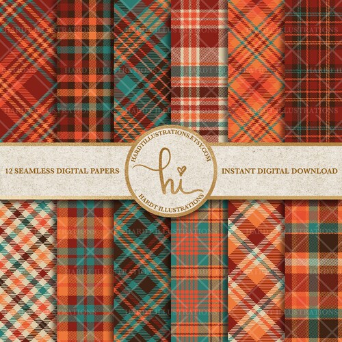 Red Plaid Digital Paper Buffalo Check Checkered Tartan - Etsy