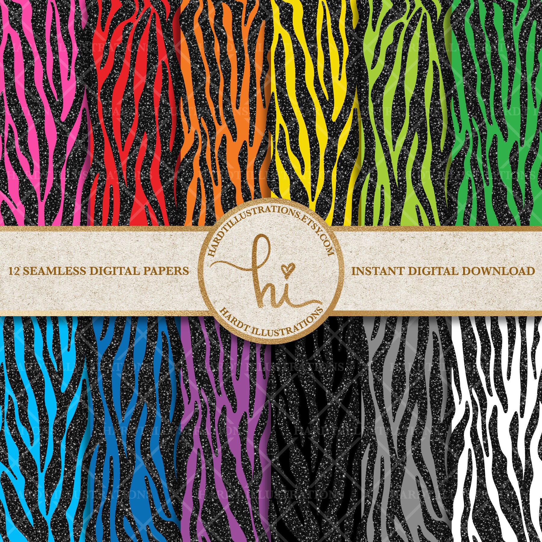 Glitter Zebra Stripes Digital Paper Funky Animal Print | Etsy