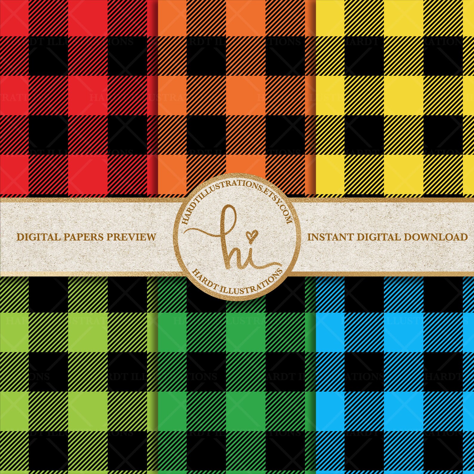 Buffalo Plaid Digital Paper Buffalo Check Design Rainbow - Etsy