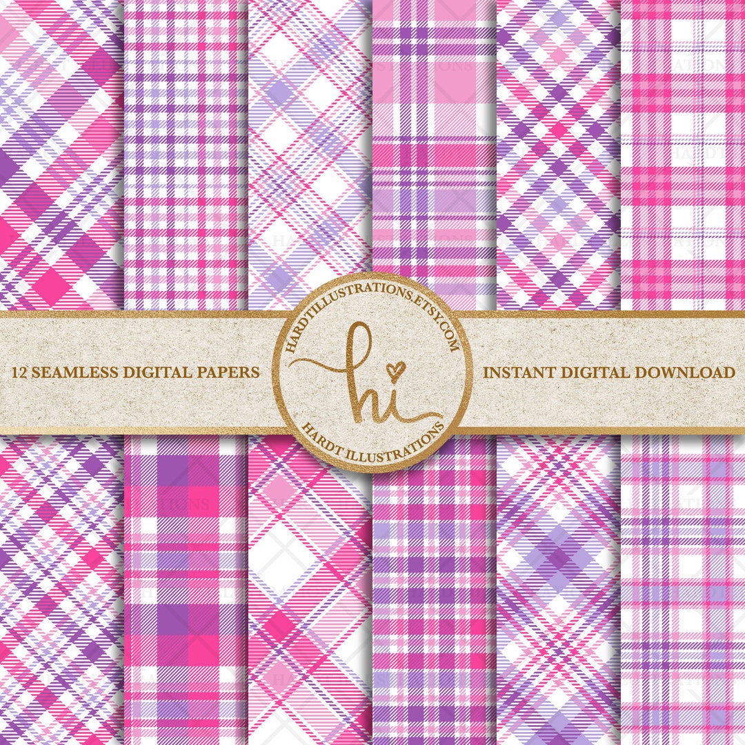 Lavender Plaid Digital Paper Valentine's Day Check - Etsy Denmark