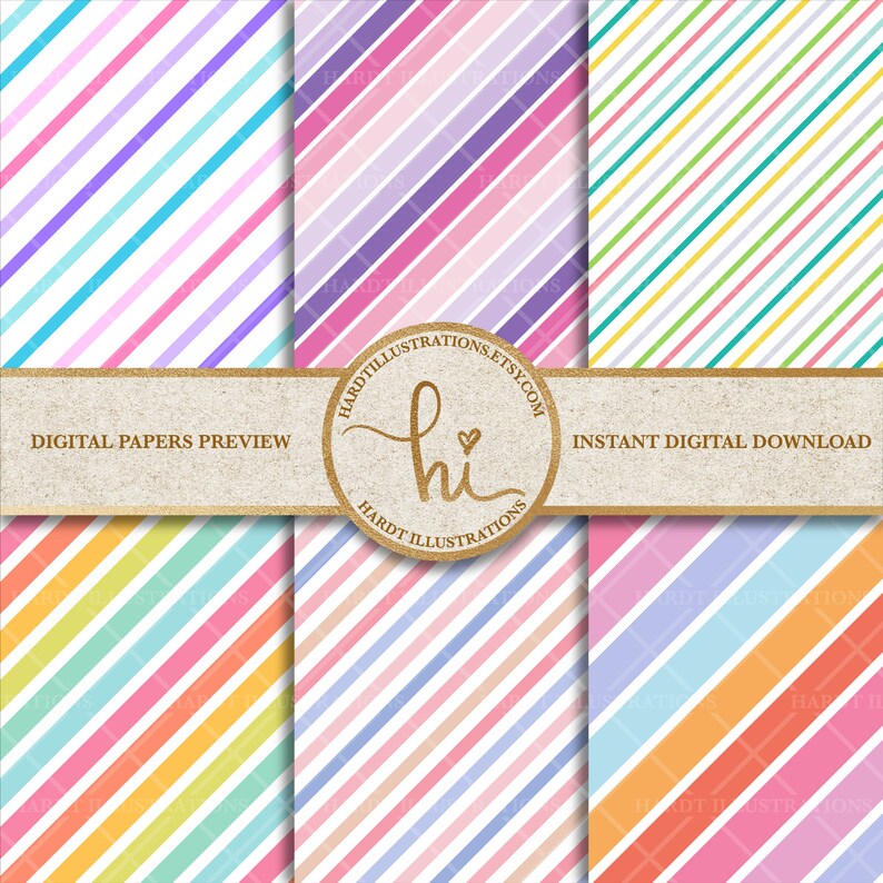Pastel Stripe Digital Paper Rainbow Candy Stripes Design - Etsy