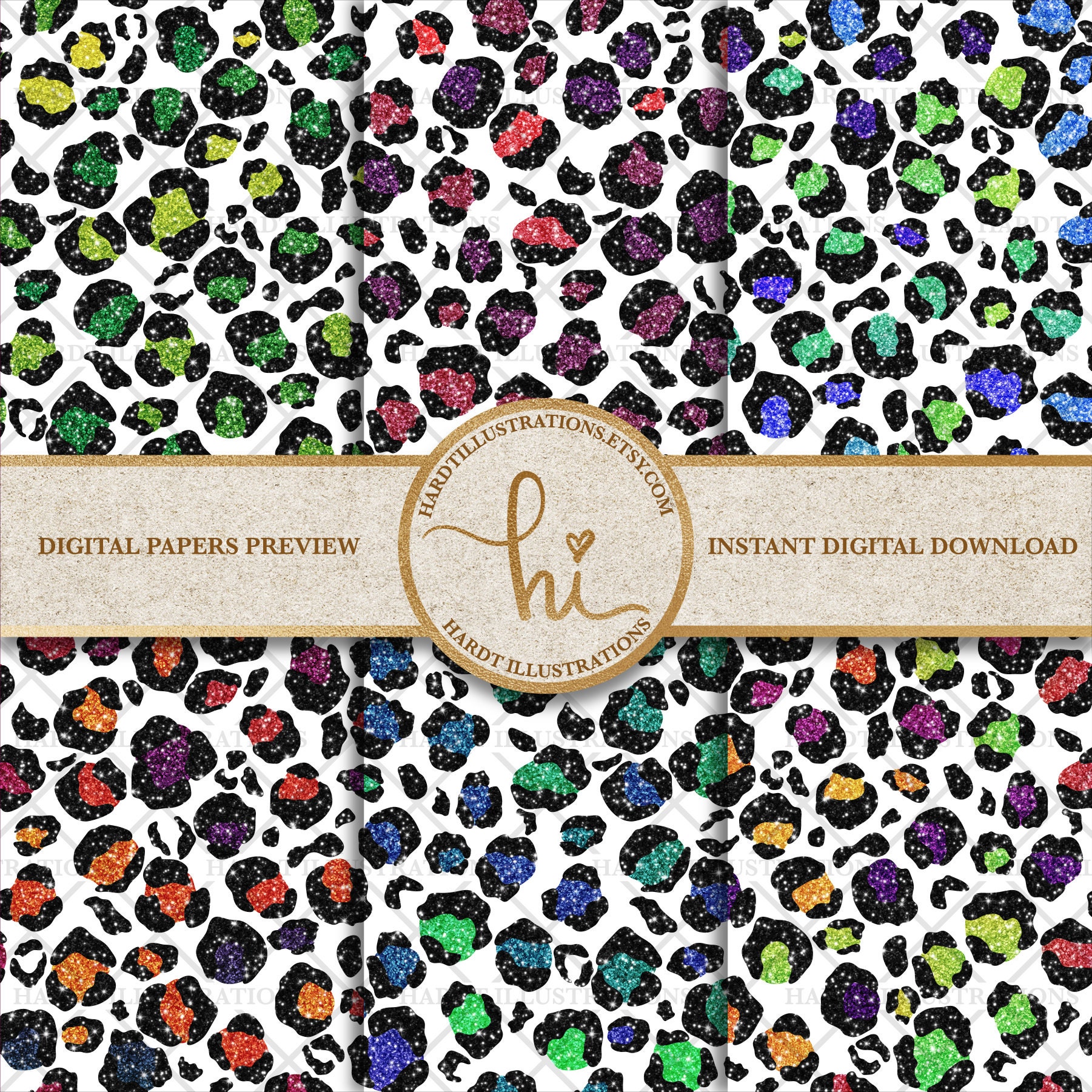 Glitter Leopard Print Digital Paper Rainbow Leopard Print - Etsy