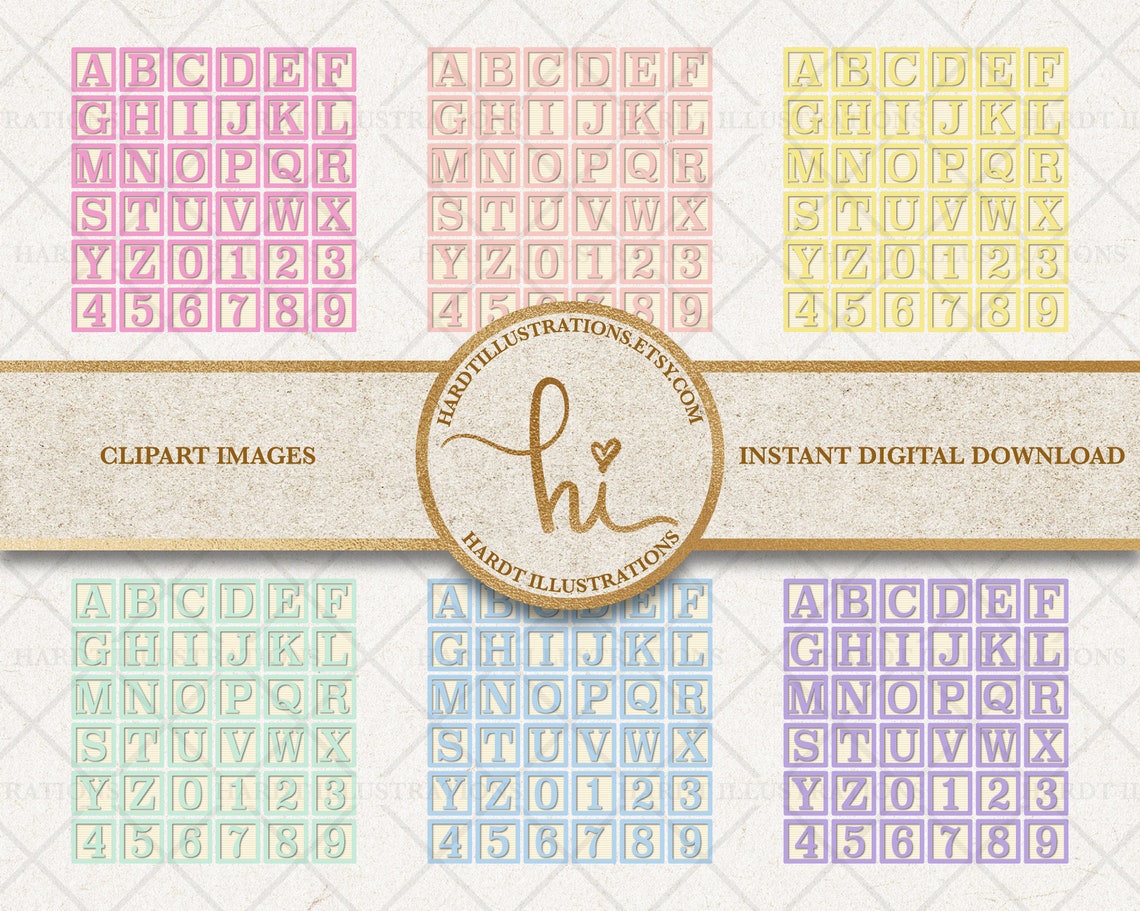 Pastel Rainbow Alphabet Blocks Clipart Alphabet Clip Art ABC - Etsy