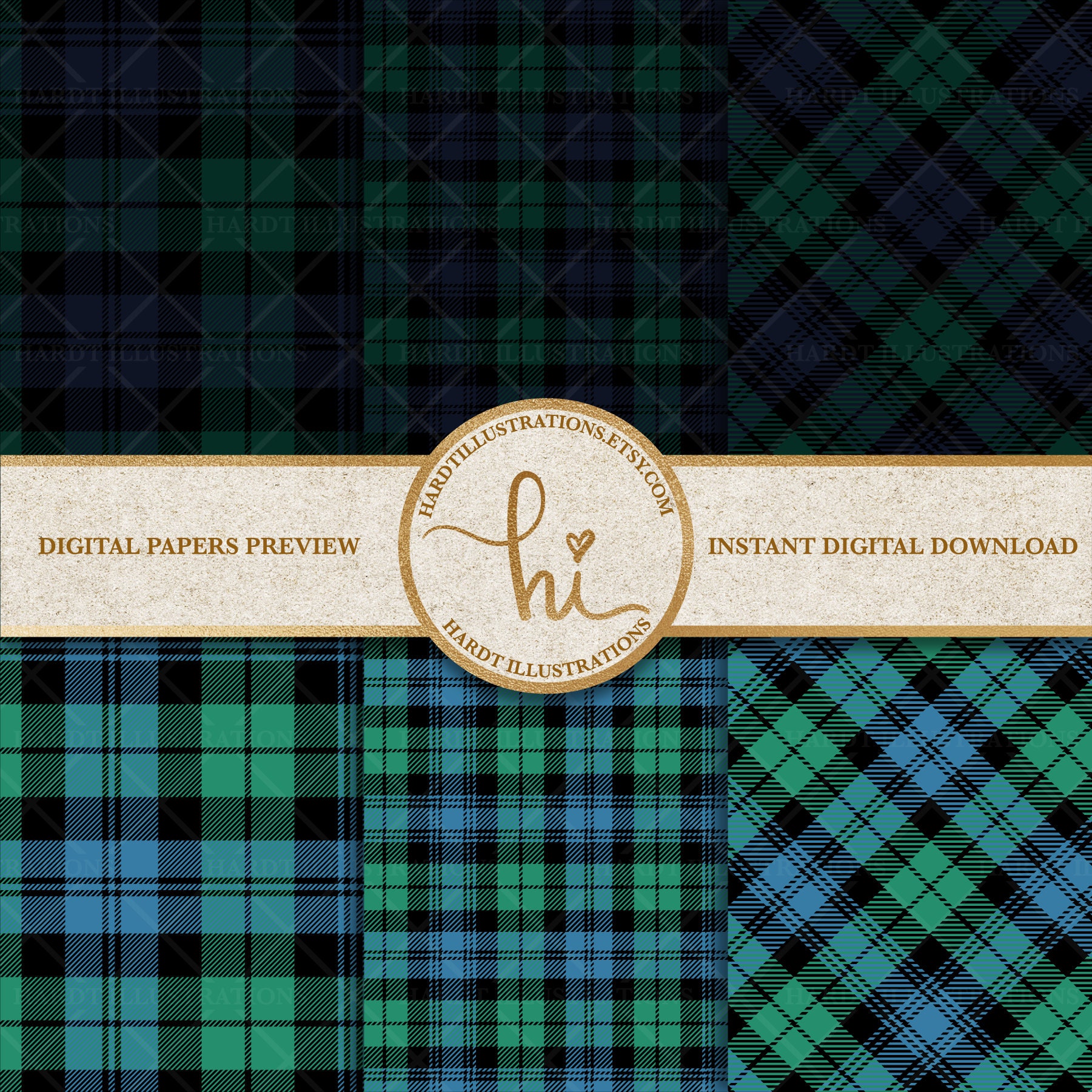 Black Watch Tartan Digital Paper Plaid Check Pattern | Etsy