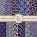 Blue & Gold Foil Damask Digital Paper Vintage Navy - Etsy