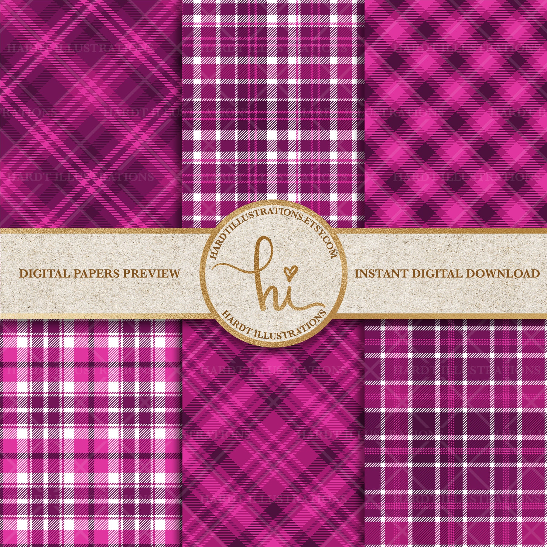 Fuchsia Plaid Digital Paper Valentine's Day Check - Etsy