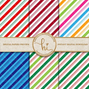 Candy Cane Stripes Digital Paper, Christmas Wallpaper, Peppermint ...