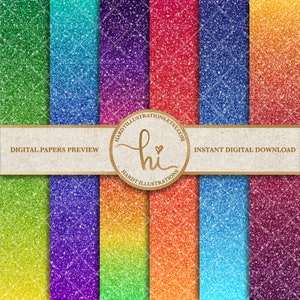 Ombre Glitter Digital Paper, Gradient Glitter Background, Colorful ...