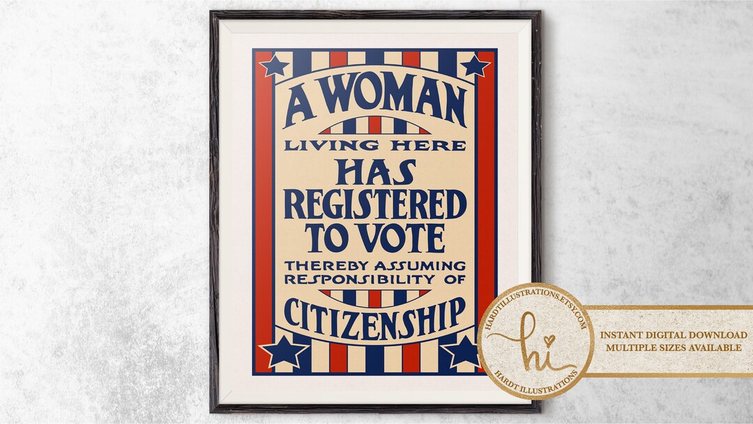 A Woman Living Here Has Registered to Vote, Vintage Votes for Women Art ...