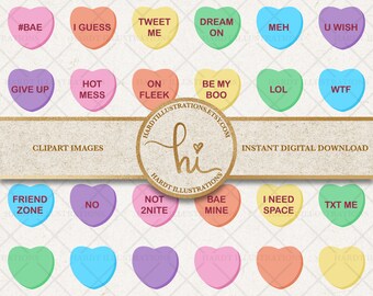 Valentine's Day Clip Art Candy Hearts Conversation - Etsy