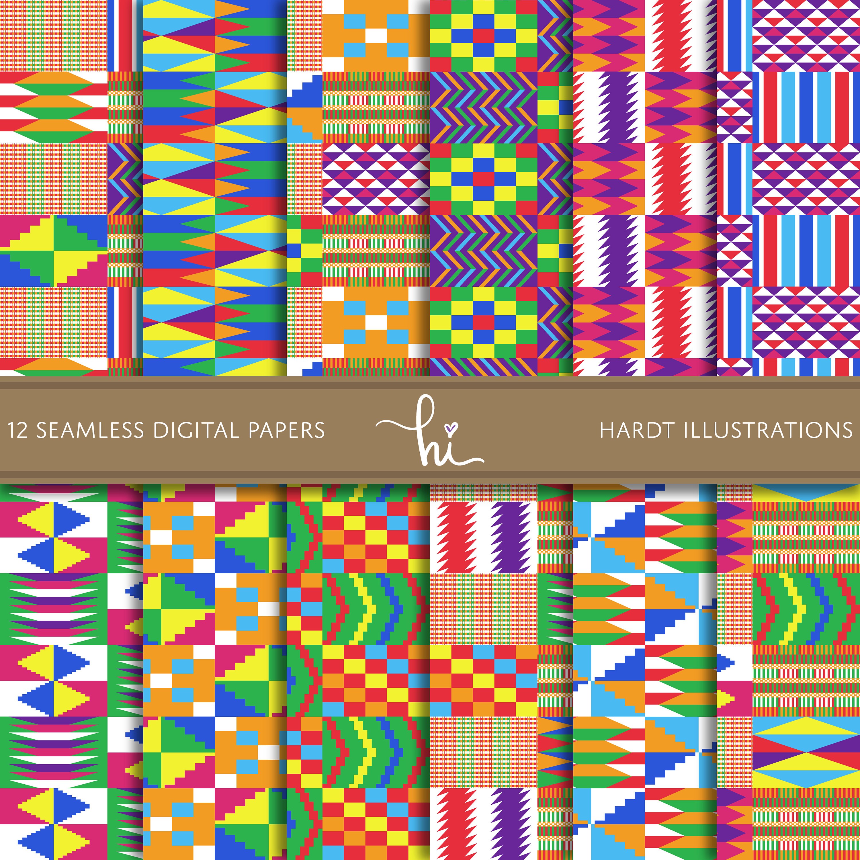 Colorful Kente Digital Paper African Kente Cloth Woven | Etsy