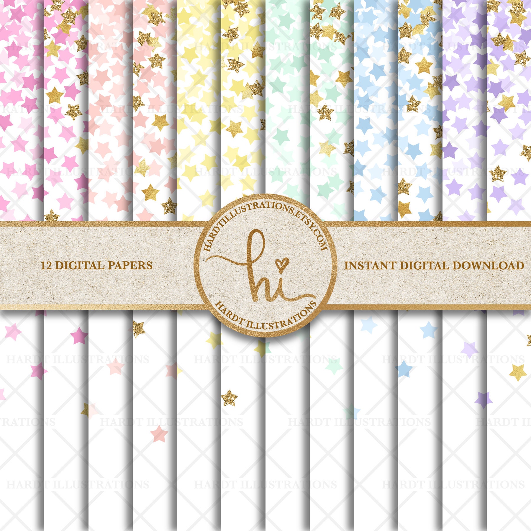 Pastel Rainbow Star Confetti Digital Paper Falling Confetti - Etsy