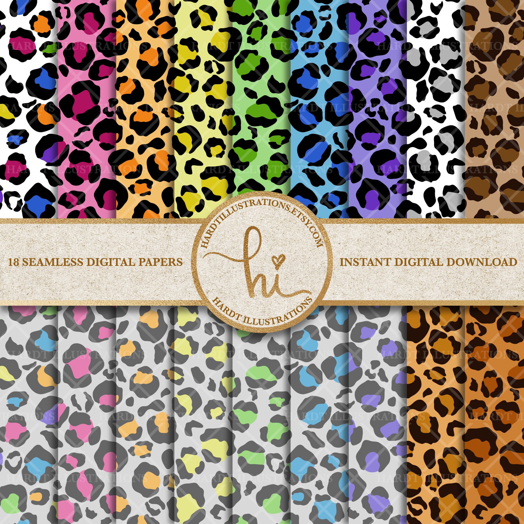 Leopard Print Digital Paper Leopard Print Design Retro - Etsy