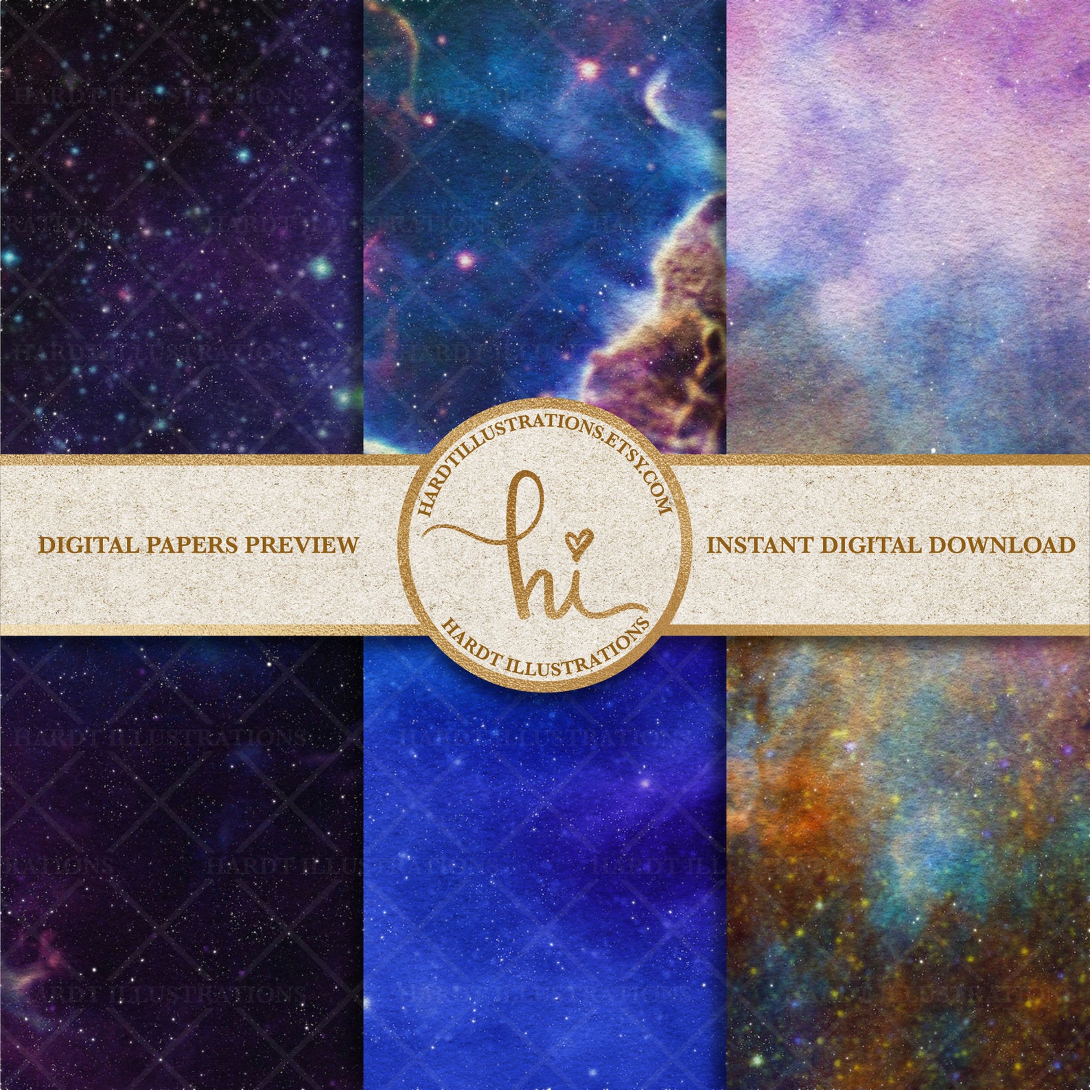 Galaxy Watercolor Digital Paper Abstract Outer Space Texture | Etsy