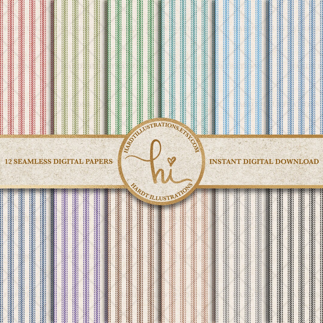 Ticking Stripes Digital Paper, Ticking Fabric Digital Paper, Mattress ...