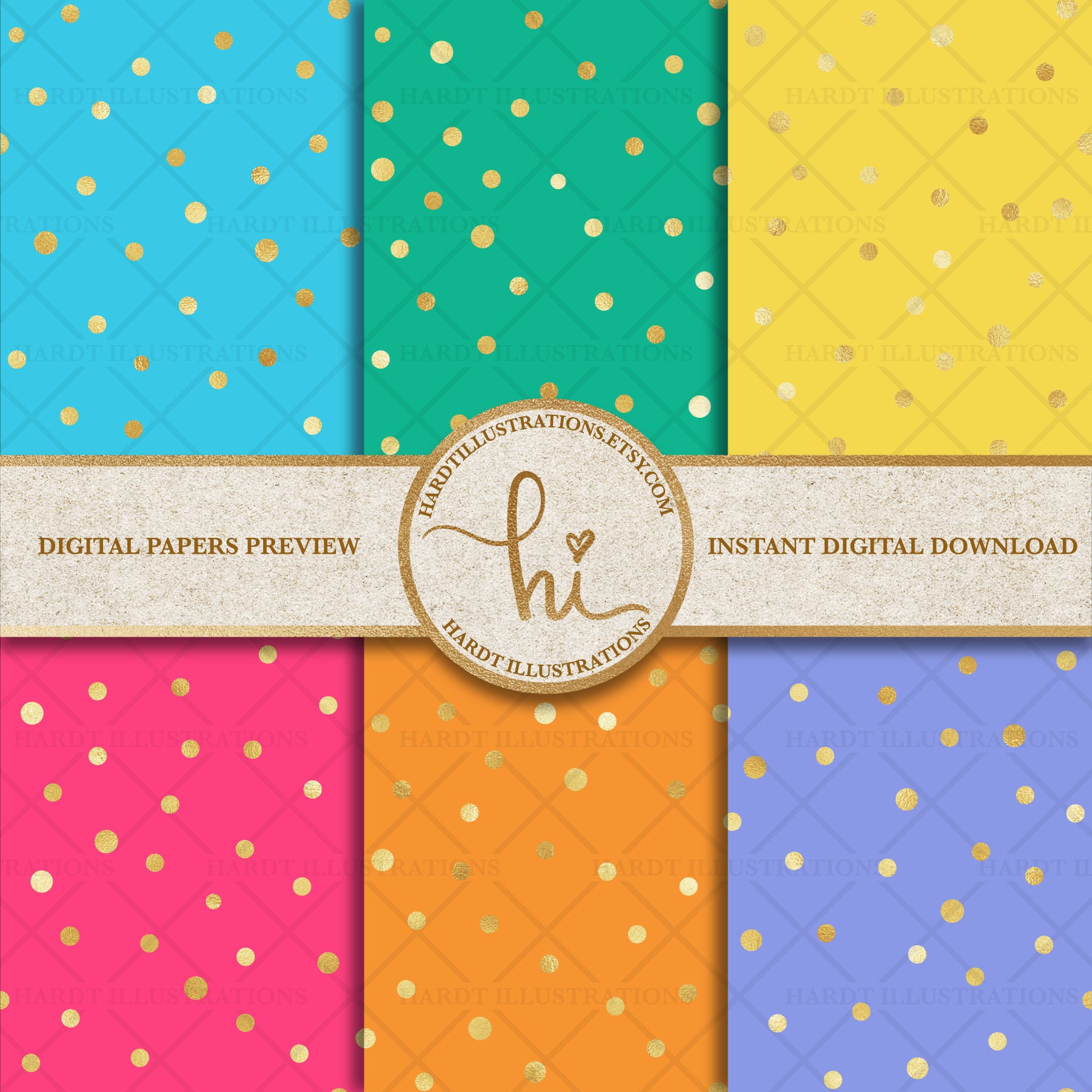 Bright Confetti Digital Paper Gold Polka Dots Confetti - Etsy