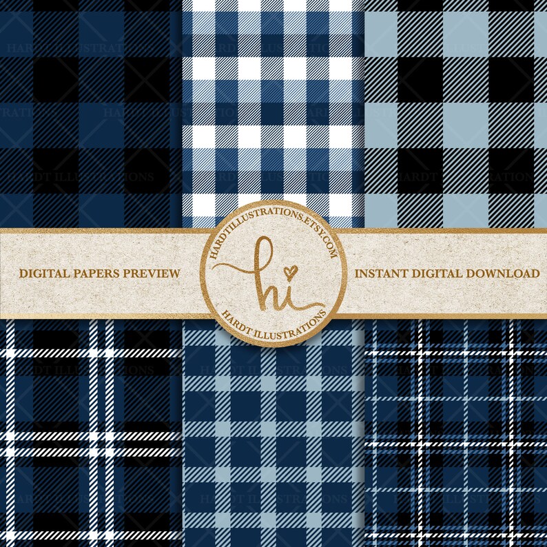 Blue Buffalo Plaid Digital Paper Winter Plaid Paper Buffalo - Etsy