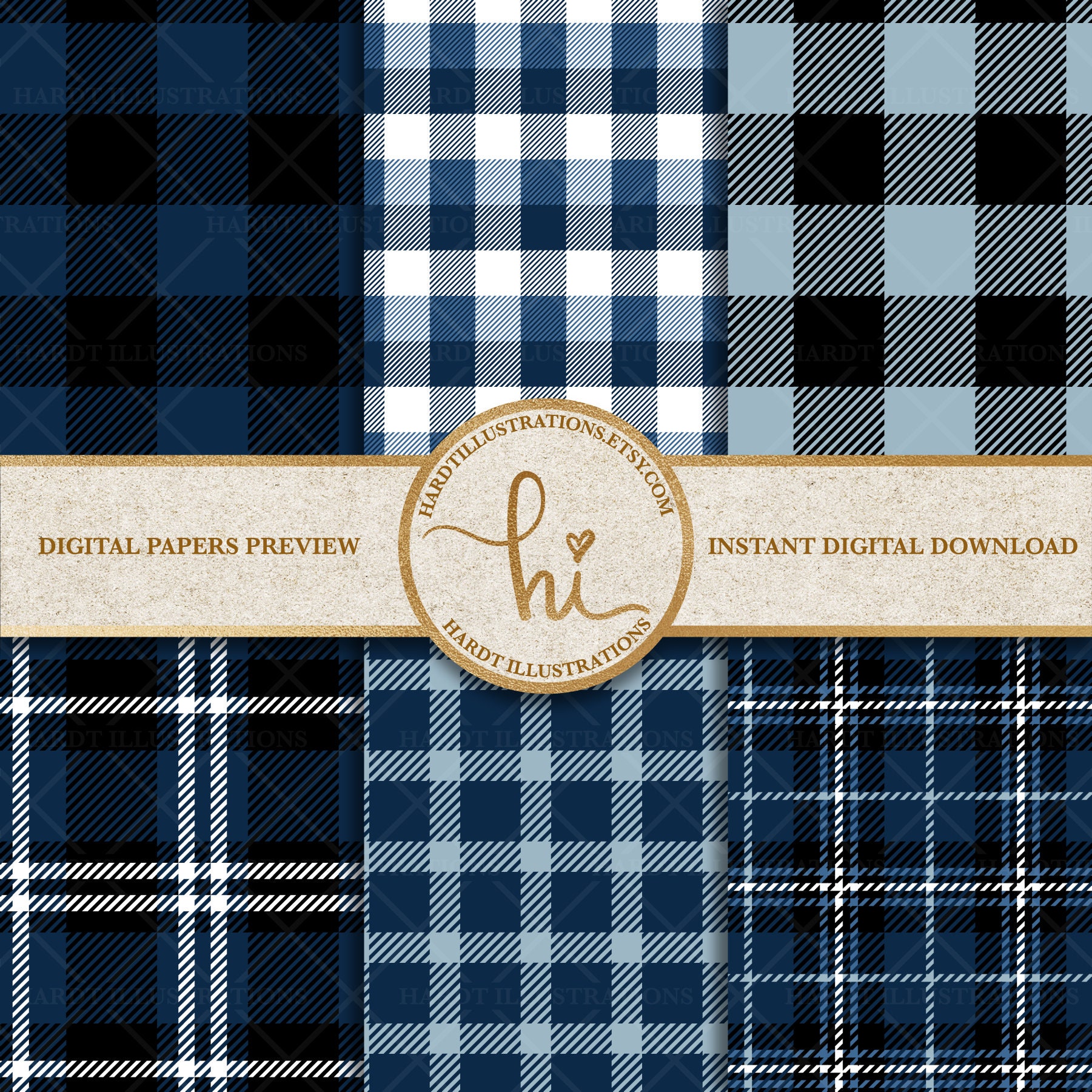 Blue Buffalo Plaid Digital Paper Winter Plaid Paper Buffalo | Etsy