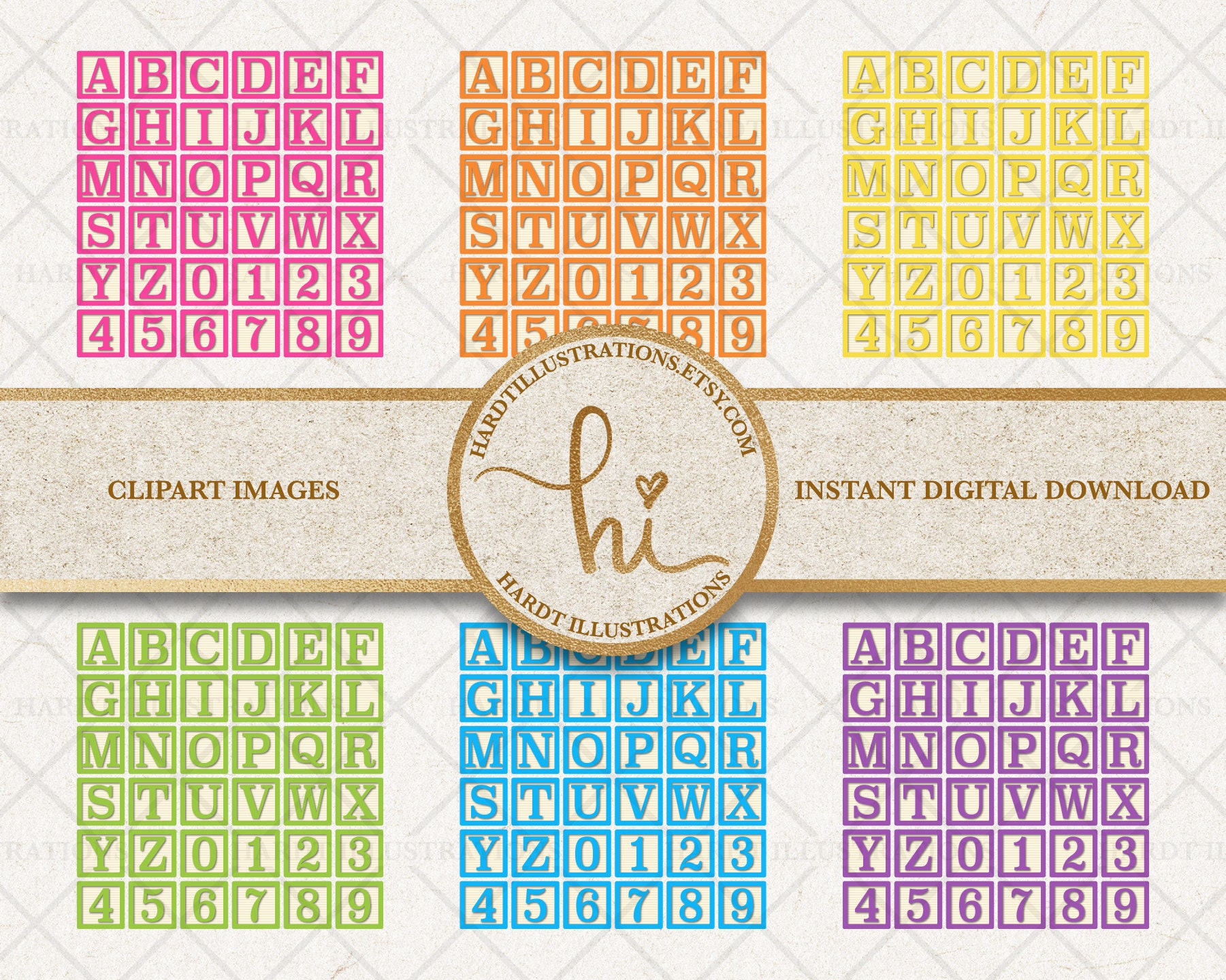 Bright Rainbow Alphabet Blocks Clipart Alphabet Clip Art ABC - Etsy