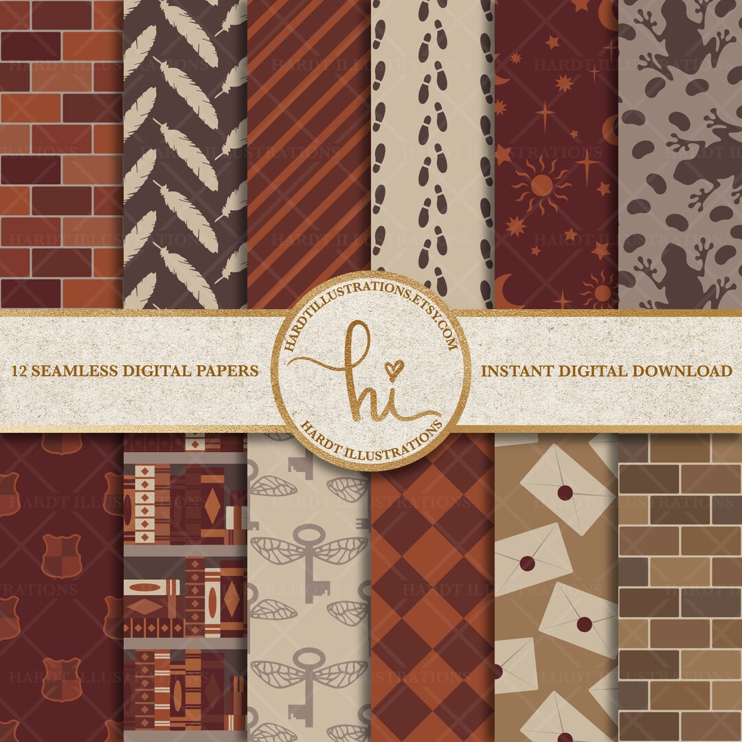 Magic School Digital Paper, Witchcraft & Wizardry Theme, Red Brick Wall ...