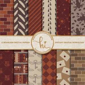 Magic School Digital Paper, Witchcraft & Wizardry Theme, Red Brick Wall ...