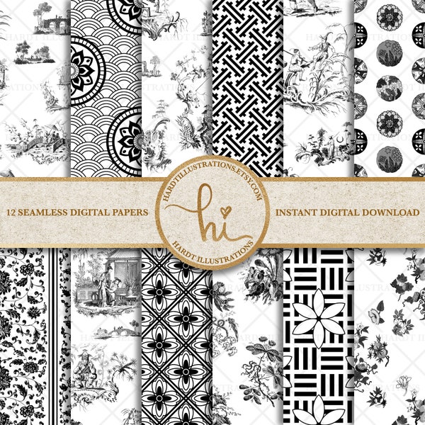 Toile Digital Paper - Etsy