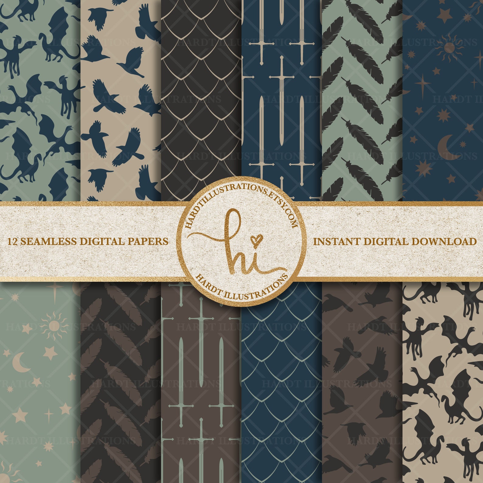 Battling for the Throne Digital Paper Medieval Digital Paper | Etsy