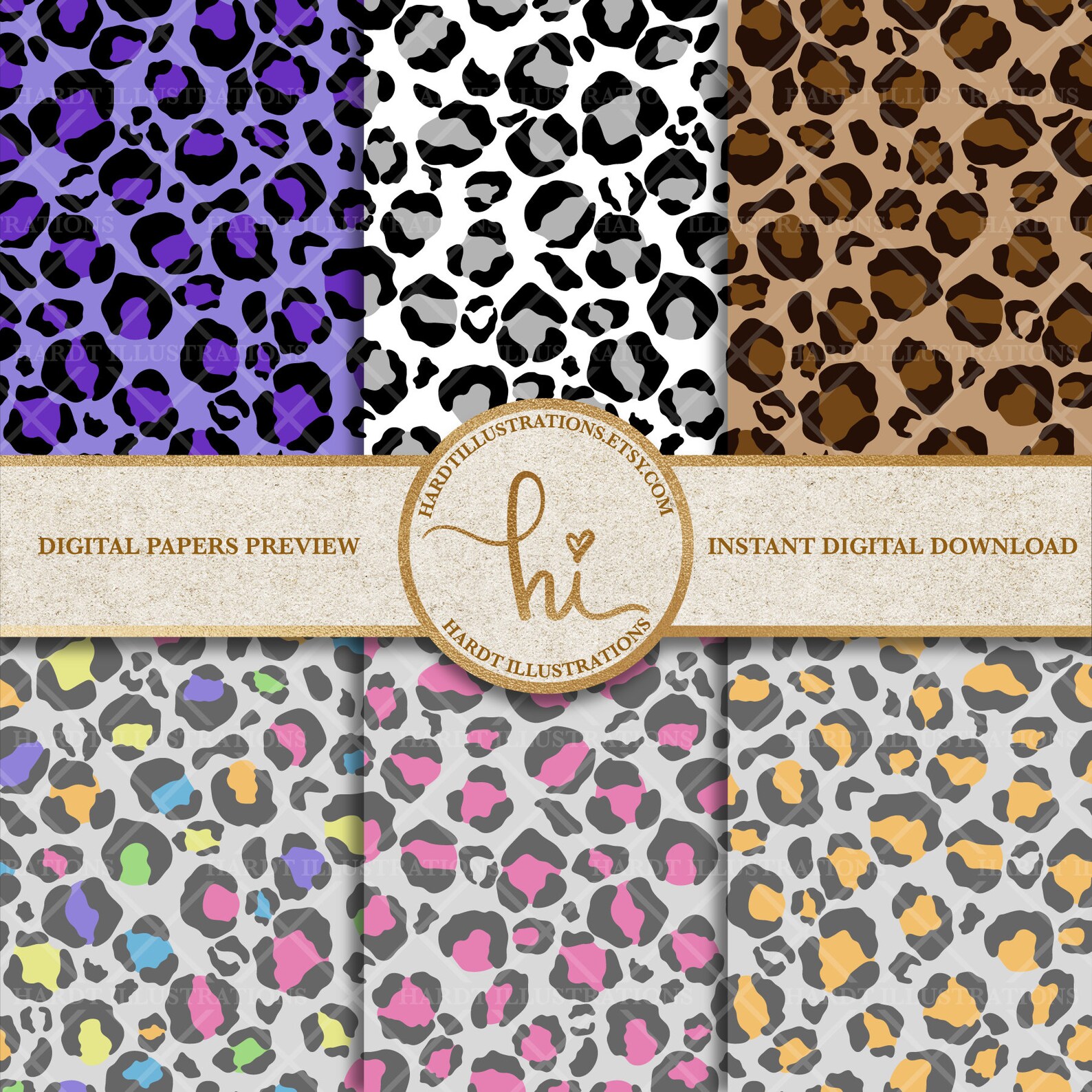 Leopard Print Digital Paper Leopard Print Design Retro | Etsy