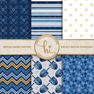 Hanukkah Digital Paper, Jewish Digital Paper, Star of David Design ...