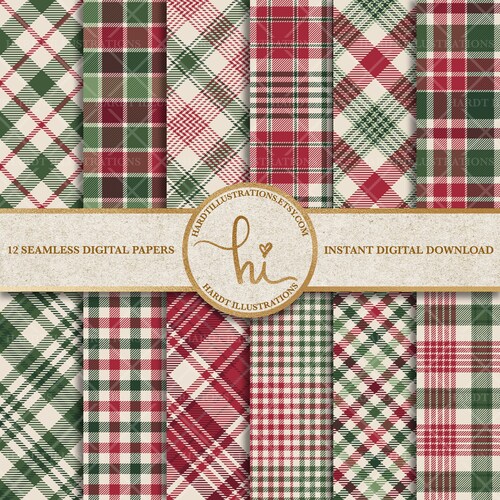 Red Plaid Digital Paper & Printable Tartan Backgrounds - Etsy