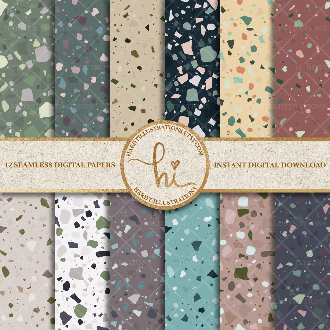 Rustic Terrazzo Digital Paper, Terrazzo Textures, Terrazzo Patterns ...