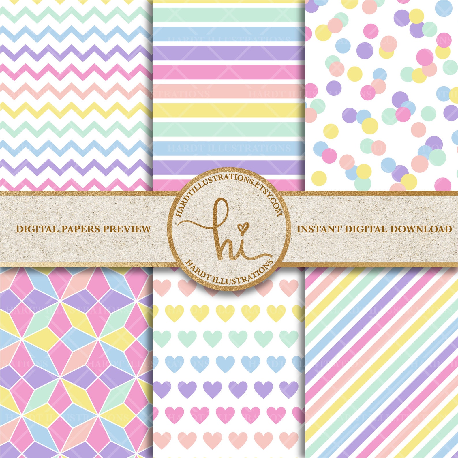 Pastel Rainbow Digital Paper Colorful Rainbow Pattern | Etsy