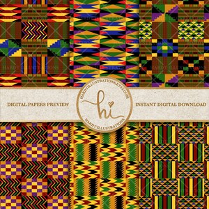 Kente Digital Paper, African Kente Cloth, Woven Fabric Print, Africa ...