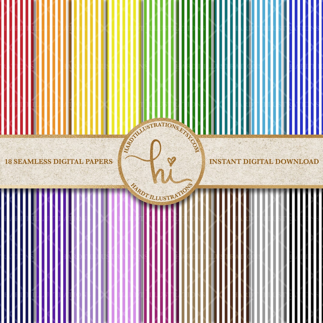 Stripes Digital Paper, Rainbow Candy Stripe Paper, Preppy Striped ...