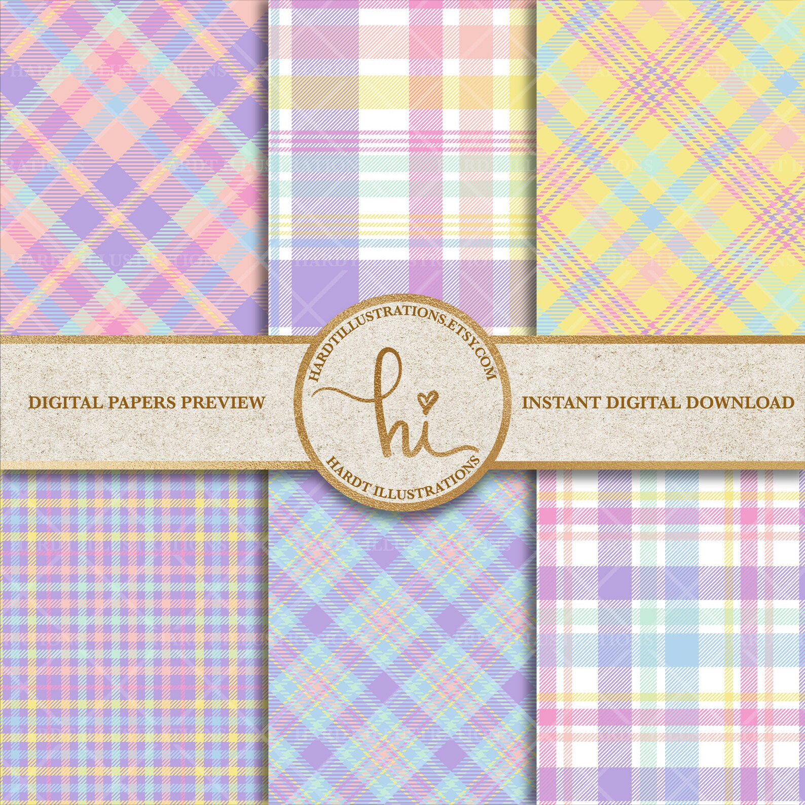 Pastel Rainbow Plaid Digital Paper Checkered Design Spring | Etsy