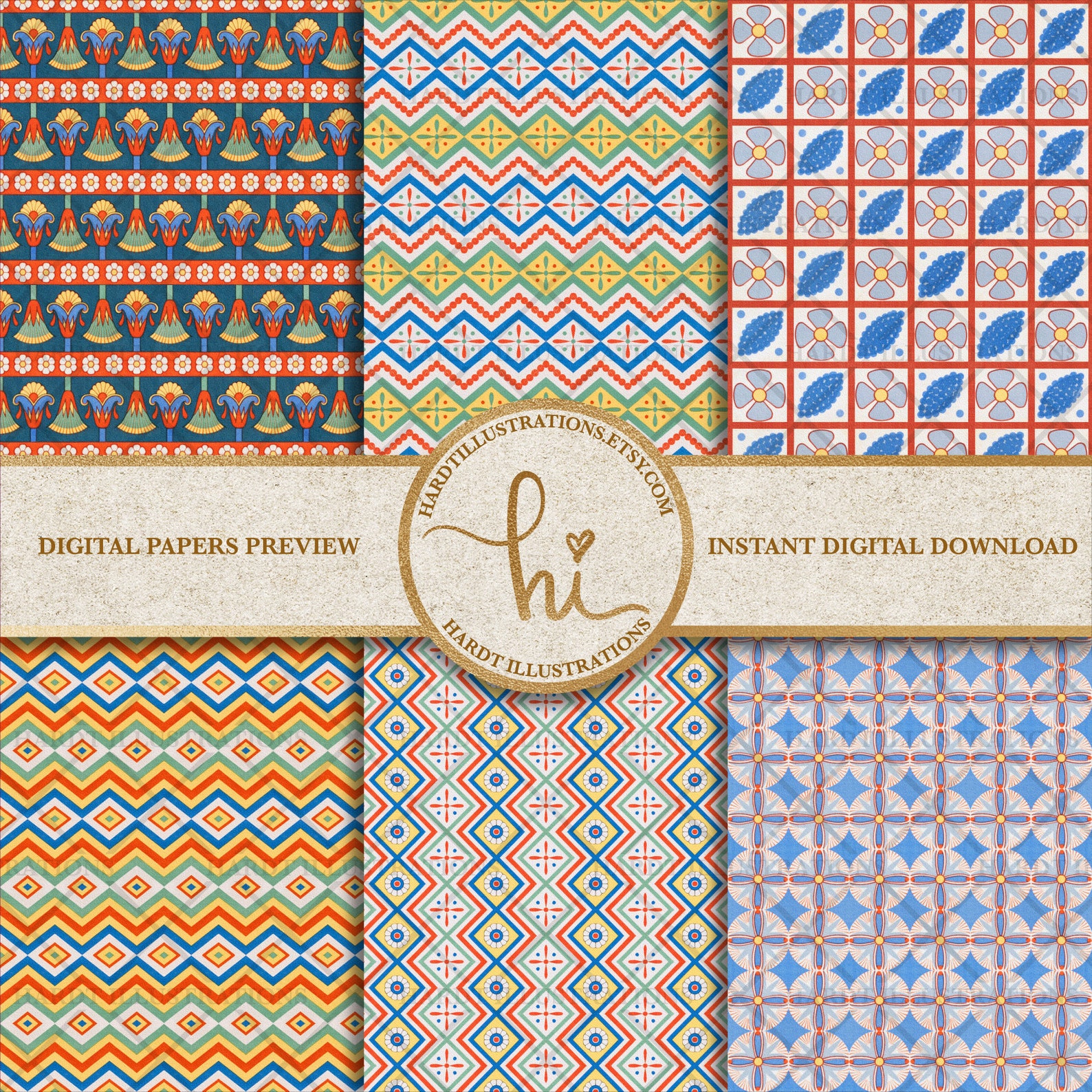 Ancient Egypt Digital Paper Set 4 Antique Egyptian Designs | Etsy