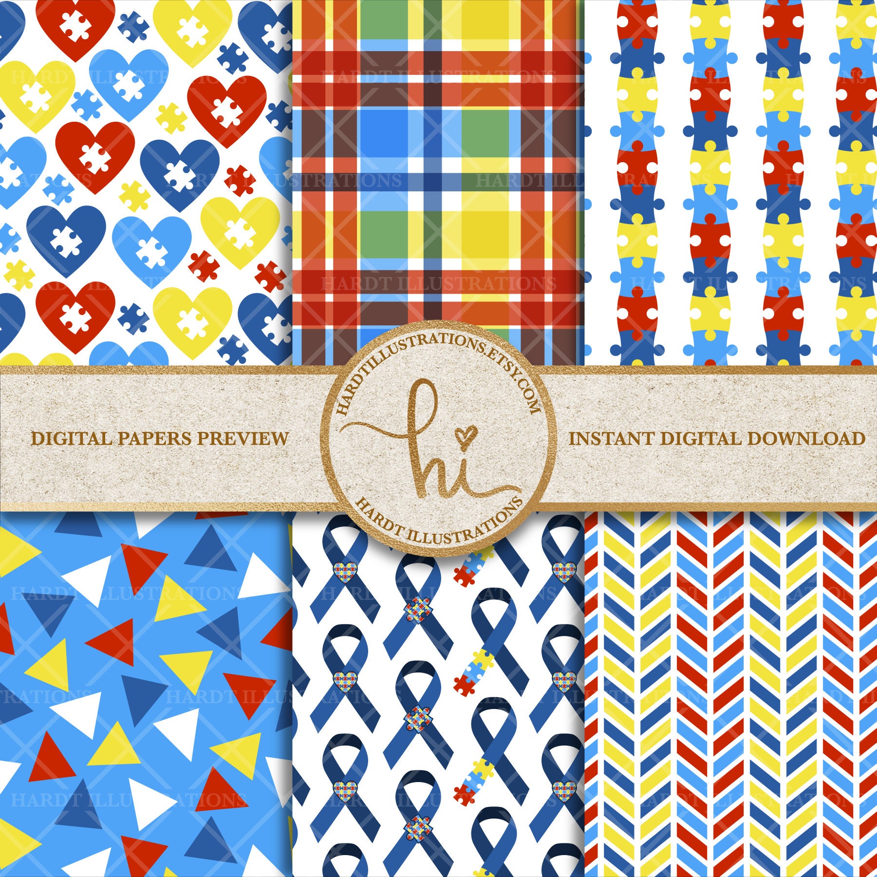 Autism Digital Paper Autism Awareness Day World Autism - Etsy