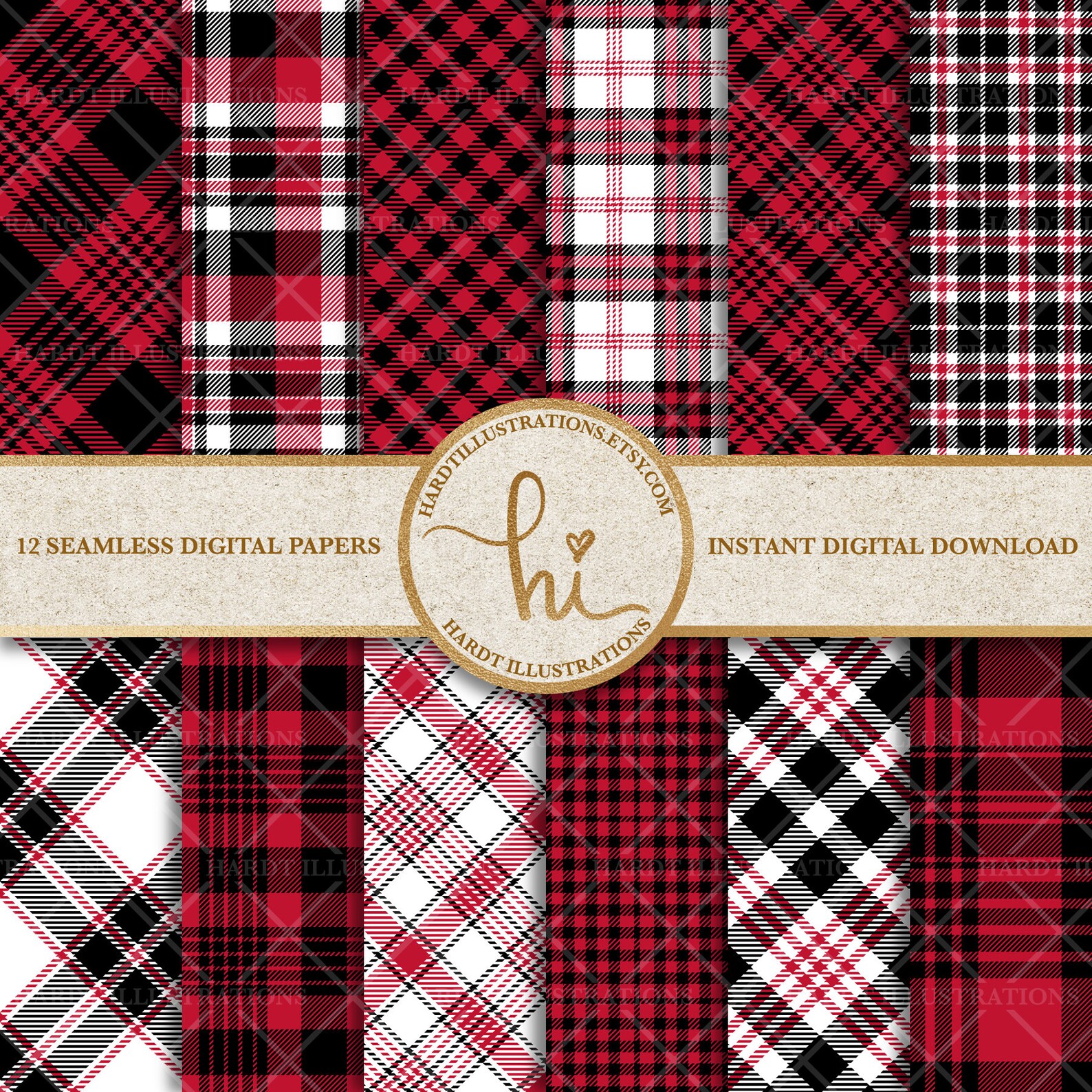 Red Plaid Digital Paper Valentine Checkered Plaid - Etsy