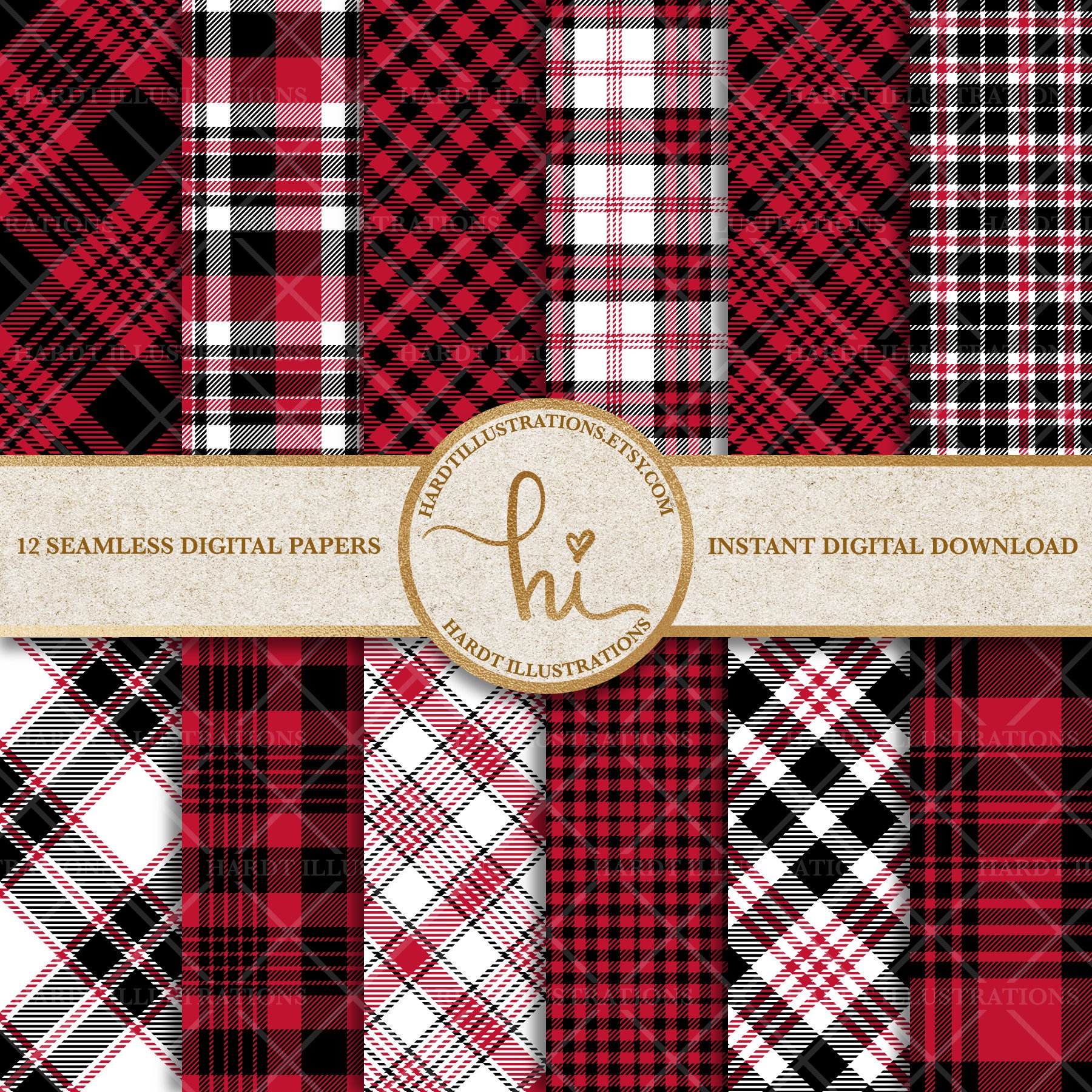 Red Plaid Digital Paper Valentine Checkered Plaid - Etsy