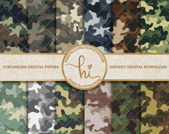Camouflage Digital Paper, Camo Digital Paper, Army Pattern Design ...