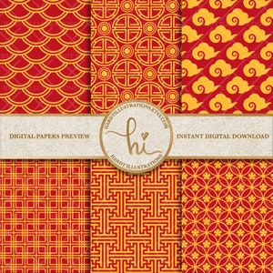 Lunar New Year Digital Paper, Chinese New Year Digital Paper, China ...