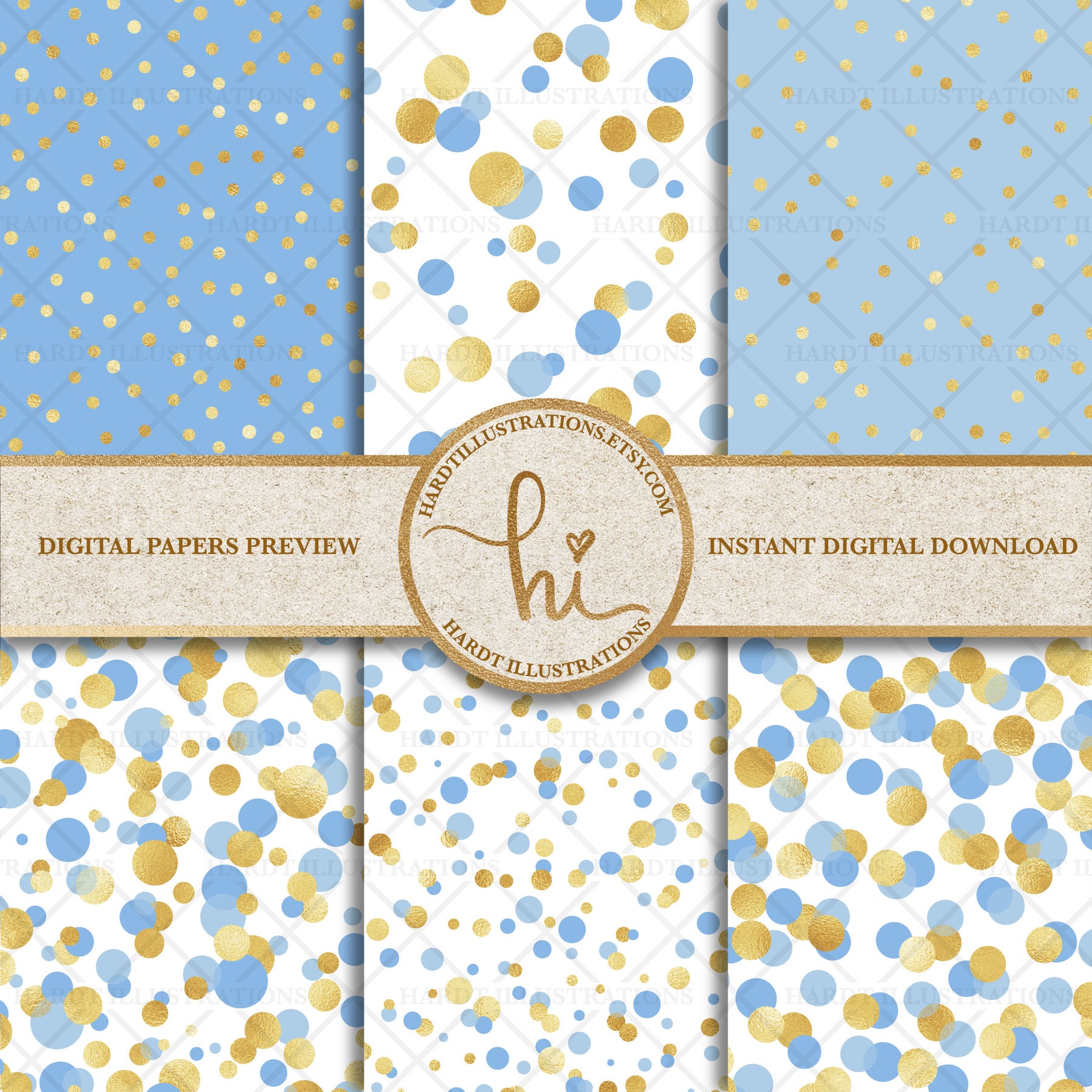 Baby Blue & Gold Confetti Digital Paper Confetti Background - Etsy
