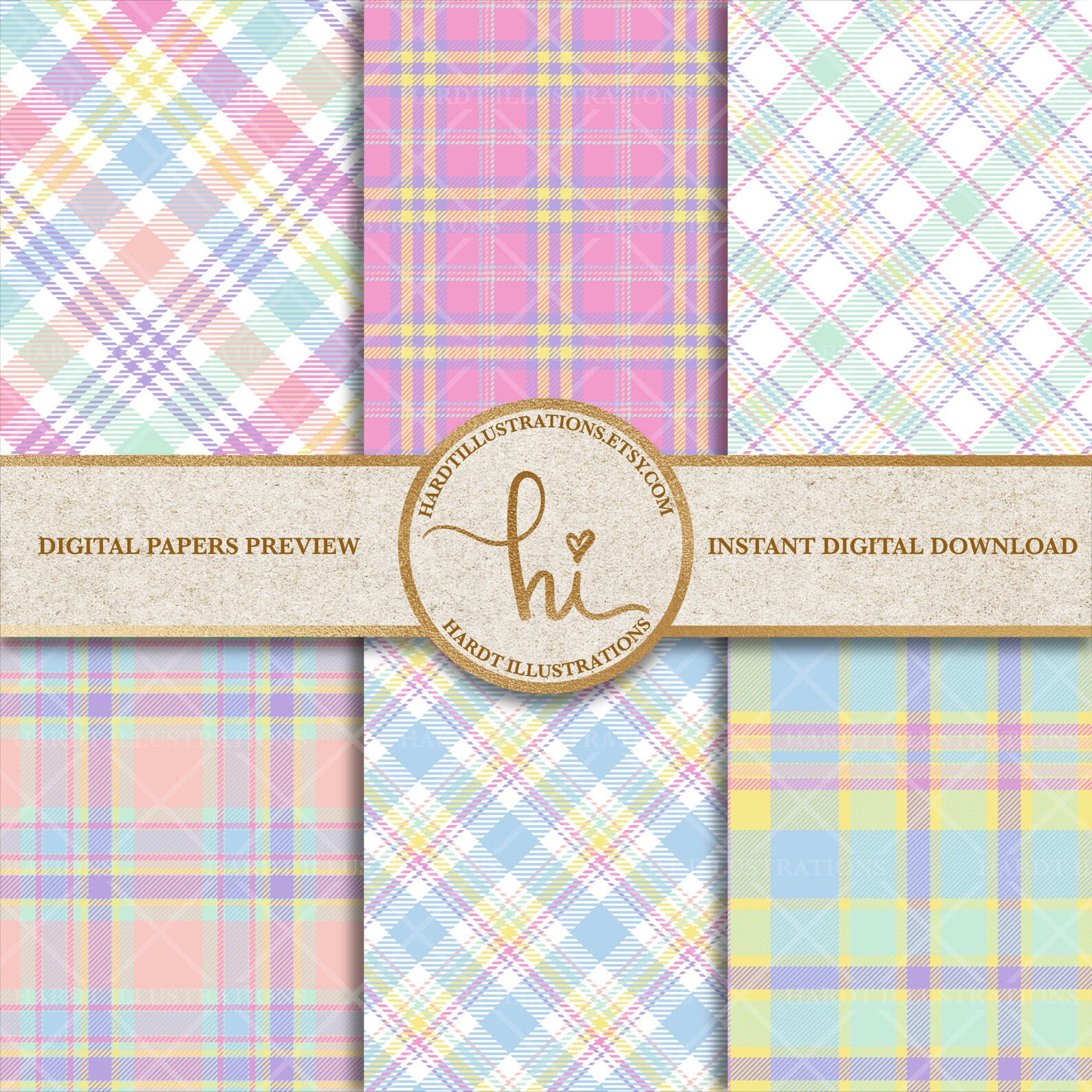 Pastel Rainbow Plaid Digital Paper Checkered Design Spring - Etsy